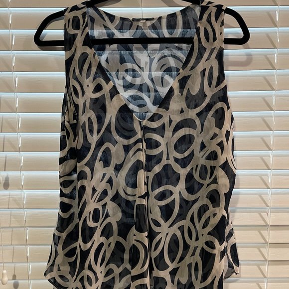 Milano | Tops | Milano Semi Sheer Layered Tank Top Navy White Size ...